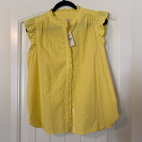 LOFT | Tops | Loft Butter Yellow Ruffle Sleeve Top | Poshmark
